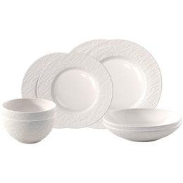 Villeroy & Boch Geschirr-Set VILLEROY & BOCH "Einsteiger-Set Manufacture Ice 8er Set wei&szlig;", wei&szlig;, 8, Porzellan, Geschirr-Sets, Geschirr-Set, Sp&uuml;lmaschinengeeignet, Mikrowellenfest