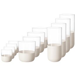 Villeroy & Boch Gl&auml;ser-Set VILLEROY & BOCH "Bargl&auml;ser Manufacture Rock 12er Set wei&szlig;-transparent", wei&szlig;, transparent, B:2cm H:2cm, Kristallglas, Trinkgef&auml;&szlig;e, Handw&auml;sche wird empfohlen