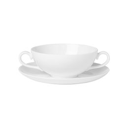 Villeroy & Boch Tasse VILLEROY & BOCH "Suppentasse mit Untertasse Royal 200 ml wei&szlig;", wei&szlig;, B:17,9cm H:7,5cm &Oslash;:17,9cm, Porzellan, Trinkgef&auml;&szlig;e, Tasse, Sp&uuml;lmaschinengeeignet, Mikrowellenfest