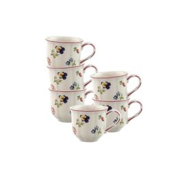 Villeroy & Boch Espressotasse VILLEROY & BOCH "Espressotassen Petite Fleur 80 ml 6er Set wei&szlig;", wei&szlig;, B:2cm H:2cm, Porzellan, Trinkgef&auml;&szlig;e, Espressotasse, Sp&uuml;lmaschinengeeignet, Mikrowellengeeignet