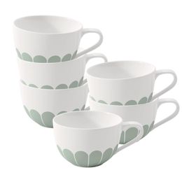 Villeroy & Boch Tasse VILLEROY & BOCH "Cappuccinotassen Fleur Couleur 300 ml 6er Set", gr&uuml;n (vert), B:11cm H:7cm &Oslash;:11cm, Porzellan, Trinkgef&auml;&szlig;e, Tasse, Sp&uuml;lmaschinenfest, Mikrowellensicher
