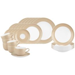 Geschirr-Set Seltmann Weiden "Kombiservice Liberty Pure Colors 30er Set", beige (dusty beige), 30, Porzellan, Geschirr-Sets, Geschirr-Set, Sp&uuml;lmaschinenfest, Mikrowellensicher, Ofenfest