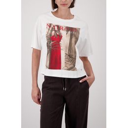 monari Damen T-Shirt "Shirt Frau"ecru, Gr. 40, unifarben, Web, Obermaterial: 100% Baumwolle, Shirts, Regular fit mit Frauen-Print