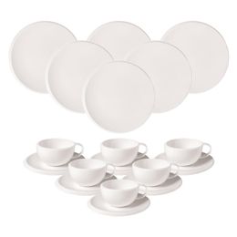 Villeroy & Boch Geschirr-Set VILLEROY & BOCH "Kaffeeservice NewMoon 18er Set wei&szlig;", wei&szlig;, 18, Porzellan, Geschirr-Sets, Geschirr-Set, Sp&uuml;lmaschinengeeignet, Mikrowellenfest