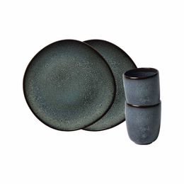 Geschirr-Set "Fr&uuml;hst&uuml;cks-Set Lave 4er Set", gris, 4, Steingut, LIKE. BY VILLEROY & BOCH, Geschirr-Sets, Geschirr-Set, Sp&uuml;lmaschinenfest, Mikrowellensicher