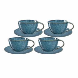 Tasse Leonardo "Cappuccinotassen Matera 180 ml 4er Set", blau, B:2cm H:2cm, Keramik, Trinkgef&auml;&szlig;e, Tasse, Ideal f&uuml;r den Alltag, sp&uuml;lmaschinengeeignet, mikrowellengeeignet