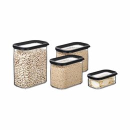 Vorratsdose Mepal "Vorratsdosen Modula 4er Set", schwarz, B:2cm H:2cm L:2cm, Kunststoff, Lebensmittelaufbewahrungsbeh&auml;lter, Vorratsdose