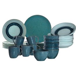 Geschirr-Set Leonardo "Tafelservice Matera 30er Set", blau, 30, Keramik, Geschirr-Sets, Geschirr-Set, Ideal f&uuml;r den Alltag, sp&uuml;lmaschinengeeignet, mikrowellengeeignet