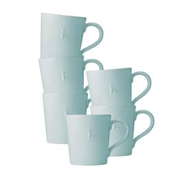 Becher LA ROCH&Egrave;RE FRANCE "Henkelbecher Biene 520 ml 6er Set blau", blau, B:10cm H:11cm &Oslash;:10cm, Keramik, Trinkgef&auml;&szlig;e, Becher, Sp&uuml;lmaschinengeeignet, Mikrowellengeeignet