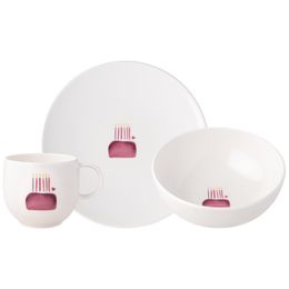 Villeroy & Boch Geschirr-Set VILLEROY & BOCH "Fr&uuml;hst&uuml;cksset Happy Birthday With Love 3er Set bunt", bunt, 3, Porzellan, Geschirr-Sets, Geschirr-Set, Sp&uuml;lmaschinengeeignet, Mikrowellengeeignet