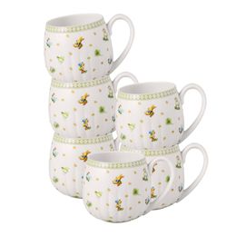 Villeroy & Boch Becher VILLEROY & BOCH "Henkelbecher Easter Delight 350 ml 6er Set gr&uuml;n", gr&uuml;n, B:10cm H:8,8cm, Porzellan, Trinkgef&auml;&szlig;e, Becher, Mikrowellengeeignet