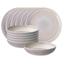 Geschirr-Set "Tafelservice Perlemor Sand 12er Set beige", beige, 12, Porzellan, LIKE. BY VILLEROY & BOCH, Geschirr-Sets, Geschirr-Set, Sp&uuml;lmaschinengeeignet, Mikrowellenfest, Ofenfest