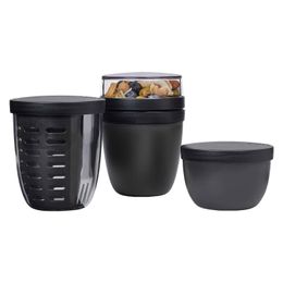 Lunchbox Mepal "Lunchpot, Fruitpot und Snackpot Ellipse 3er Set", schwarz (nordic schwarz), B:2cm H:2cm L:2cm &Oslash;:10,7cm, Kunststoff, Lebensmittelaufbewahrungsbeh&auml;lter, Lunchbox