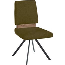Esszimmerstuhl MASSIVLINE & MORE "Br&uuml;gge 300", olive, schwarz, olive, B:48cm H:92cm T:59,5cm, Holzwerkstoff, Metall, Stoff, St&uuml;hle, Esszimmerstuhl