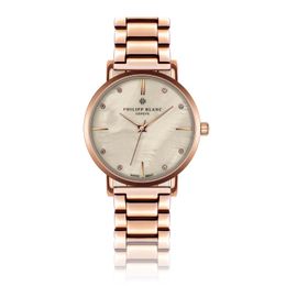 Quarzuhr PHILIPP BLANC "PB6-B068R", rosa (rose gold), Armbanduhren, Damen, Quarzuhr