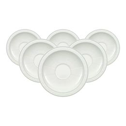 Villeroy & Boch Untertasse VILLEROY & BOCH "Cappuccinountertassen Gray Pearl &oslash; 18,5 cm 6er Set wei&szlig;", wei&szlig;, B:18,5cm H:2,2cm L:18,5cm T:18,5cm &Oslash;:18,5cm, Speiseteller, Sp&uuml;lmaschinengeeignet, Mikrowellengeeignet