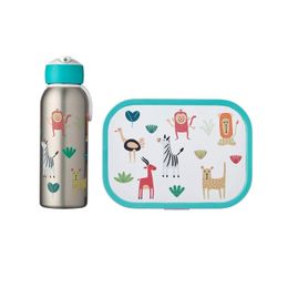 Lunchbox Mepal "Brotdose + Thermoflasche Campus 2er Set", bunt (animal friends), B:2cm H:2cm L:2cm, Kunststoff, Lebensmittelaufbewahrungsbeh&auml;lter, Lunchbox
