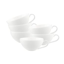 Villeroy & Boch Tasse VILLEROY & BOCH "Teetassen Anmut 140 ml 6er Set wei&szlig;", wei&szlig;, B:10,8cm H:5,2cm, Porzellan, Trinkgef&auml;&szlig;e, Tasse, Sp&uuml;lmaschinenfest, Mikrowellensicher