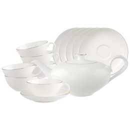 Villeroy & Boch Geschirr-Set VILLEROY & BOCH "Teeservice Anmut Platinum No.1 6er Set, 13er Set wei&szlig;", wei&szlig;, 13, Porzellan, Geschirr-Sets, Geschirr-Set, Sp&uuml;lmaschinengeeignet