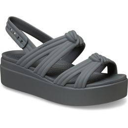 Keilsandalette Crocs "Brooklyn Knot Low Wedge", Damen, Gr. 36, carbon, Croslite&trade;, Schuhe, Sommerschuh, Plateausandalette, Urlaubsschuh mit weichem Fu&szlig;bett