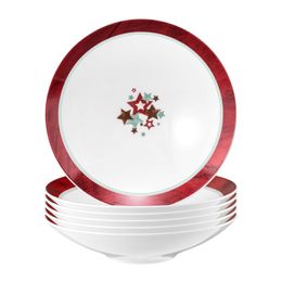 Suppenteller Seltmann Weiden "Pasta- / Suppenteller Life Christmas &oslash; 23,3 cm 6er Set wei&szlig;-braun", bunt (wei&szlig;, braun), B:23,3cm H:5,3cm L:23,3cm T:23,3cm &Oslash;:23,3cm, Speiseteller, Sp&uuml;lmaschinengeeignet, Mikrowellengeeignet, Ofenfest, Salamandergeeignet, K&uuml;hlschrankgeeignet, Gefrierschrankgeeignet