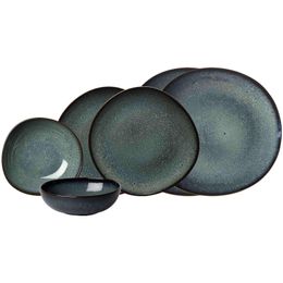 Geschirr-Set "Basic-Set Lave 6er Set", grau (gris), 6, Steingut, LIKE. BY VILLEROY & BOCH, Geschirr-Sets, Geschirr-Set, Sp&uuml;lmaschinengeeignet, Mikrowellenfest