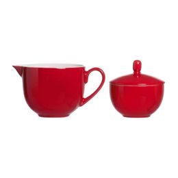 Ritzenhoff & Breker Milch- und Zuckerset RITZENHOFF & BREKER "Milchk&auml;nnchen & Zuckerdose Doppio", rot, 2, Porzellan, Geschirr-Sets, Sp&uuml;lmaschinengeeignet