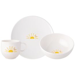 Villeroy & Boch Geschirr-Set VILLEROY & BOCH "Fr&uuml;hst&uuml;cksset Hello Sunshine With Love 3er Set wei&szlig;-gelb", bunt (wei&szlig;, gelb), 3, Porzellan, Geschirr-Sets, Geschirr-Set, Sp&uuml;lmaschinengeeignet, Mikrowellengeeignet
