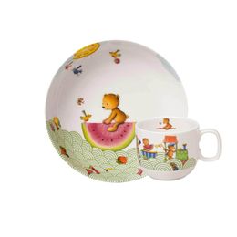 Villeroy & Boch Kindergeschirr-Set VILLEROY & BOCH "Kindergeschirr Hungry as a Bear 2er Set bunt", bunt, 2, Porzellan, Geschirr-Sets, Sp&uuml;lmaschinenfest, Mikrowellensicher