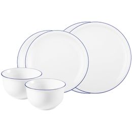 Geschirr-Set Seltmann Weiden "Basic-Set Compact Blaurand 6er Set wei&szlig;-blau", bunt (wei&szlig;, blau), 6, Porzellan, Geschirr-Sets, Geschirr-Set, Sp&uuml;lmaschinengeeignet, Mikrowellengeeignet, Ofenfest, Salamandergeeignet, K&uuml;hlschrankgeeignet, Gefrierschrankgeeignet