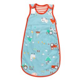 Babyschlafsack SCHLUMMERSACK "Schlafsack ohne F&uuml;&szlig;en 1.0 Tog" Gr. 70, blau (bauernhof), Schlafs&auml;cke, Baby, L: 70cm, Obermaterial: 100% Baumwolle CO(Bio)., L:70cm