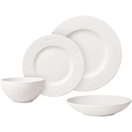 Villeroy & Boch Geschirr-Set VILLEROY & BOCH "Tafelservice Manufacture Rock wei&szlig;", wei&szlig;, 16, Porzellan, Geschirr-Sets, Geschirr-Set, Sp&uuml;lmaschinengeeignet, Mikrowellenfest