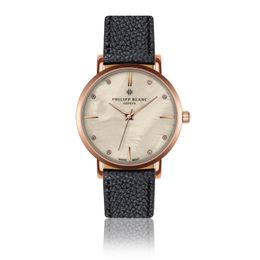 Quarzuhr PHILIPP BLANC "PB6-S158R", schwarz, Armbanduhren, Damen, Quarzuhr