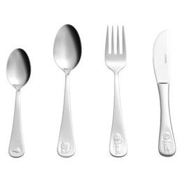 Kinderbesteck Leonardo "Kinderbesteck Bambini Avventura 4er Set silber", silber, 4, Essbesteck-Sets, Ideal f&uuml;r den Alltag, sp&uuml;lmaschinengeeignet
