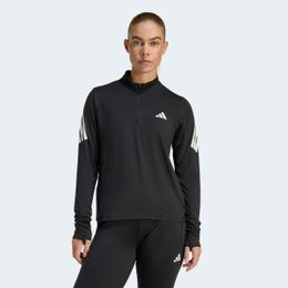 Laufshirt adidas Performance "ADI365/// ZIP W", Damen, Gr. L, schwarz, Obermaterial: 88% Polyester, 12% Elasthan, Rundhals, Shirts Laufshirt