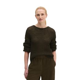 Marc O'Polo Strickpullover MARC O'POLO "aus Bio-Baumwolle-Mix", Damen, Gr. L, dunkelgr&uuml;n, Obermaterial: 61% Baumwolle, 39% Polyamid, unifarben, Rundhals, Pullover Strickpullover