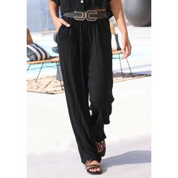 Palazzohose Buffalo, Damen, Gr. 34, N-Gr, schwarz, Cr&ecirc;pe, Obermaterial: 100% Viskose, unifarben, figurumspielend lang, Hosen Palazzohose
