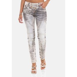 Cipo & Baxx 5-Pocket-Jeans CIPO & BAXX "WD502", Damen, Gr. 26, L&auml;nge 32, grau, 97% Baumwolle, 3% Elasthan, unifarben, slim fit lang, Jeans 5-Pocket-Jeans