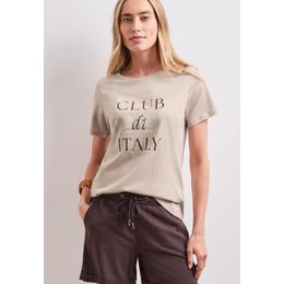 T-Shirt Street One, Damen, Gr. 34, clay sand, Web, 50% Baumwolle, 50% Modal, bedruckt, normal normal, Rundhals, abgesteppt, Shirts T-Shirt, Jersey