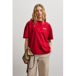 T-Shirt Pegador "RAUMA HEAVY OVERSIZED TEE", Damen, Gr. L, washed scarlet rot, Jersey, Obermaterial: 100% Baumwolle, bedruckt, oversize normal, Rundhals, Shirts T-Shirt