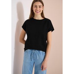 Cecil Damen T-Shirt, schwarz, Gr. M, unifarben, Web, 95% Baumwolle, 5% Elasthan, Shirts, aus Baumwolle mit Stretchante