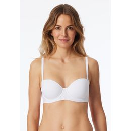 Bandeau-BH Schiesser "Unique Micro", Damen, Gr. 75, Cup D, 100, wei&szlig;, Single Jersey, Obermaterial: 70% Polyamid, 30% Elasthan, BHs Bandeau-BH