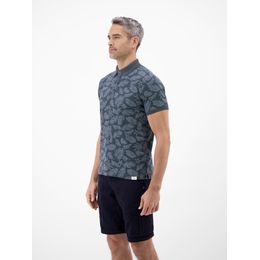 Poloshirt Lerros "Poloshirt mit stylishem Blumen-Print und bequemen B&uuml;ndchen", Herren, Gr. L, classic navy, 100% Baumwolle, ohne Ausschnitt, Shirts