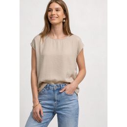 Shirtbluse Street One, Damen, Gr. 34, clay sand, Stoff, 88% Viskose, 12% Polyamid, unifarben, normal normal, Rundhals, abgesteppt, Blusen, aus softer Viskose