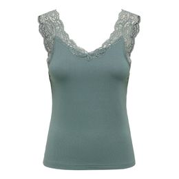 Spitzentop Only "ONLLUNI TANK TOP WITH LACE DETAIL CS JRS", Damen, Gr. L, balsam gr&uuml;n detail:balsam gr&uuml;n lace, Jersey, Obermaterial: 95% Viskose, 5% Elasthan, unifarben, regular fit normal, Rundhals, Tops Spitzentop, Viskosemischung, regular fit