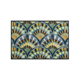Fu&szlig;matte Gr. 1, blau, gr&uuml;n, gemustert, B:50cm H:7mm L:75cm, Kunstfaser, Polyamid, Teppiche, Fu&szlig;matte