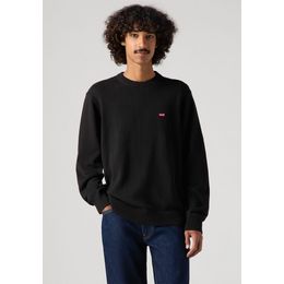 Levi's Strickpullover LEVI'S "CLASSIC HM SWEATER", Herren, Gr. L, schwarz (meteorite), Strick, Obermaterial: 100% Baumwolle, bestickt, unifarben, regular fit h&uuml;ftbedeckend, Rundhals, Flachstrickb&uuml;ndchen, Pullover Strickpullover, mit Logostickerei und aus reiner Baumwolle