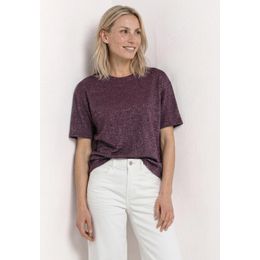 T-Shirt Street One, Damen, Gr. 34, rustic rouge, Stoff, 53% Polyester, 29% Viskose, 10% Metallfasern, 8% Polyamid, unifarben, comfort fit normal, Rundhals, normaler Saum, Shirts T-Shirt, mit Glitzer-Details