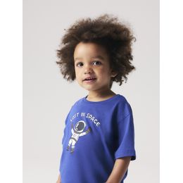 Rundhalsshirt name it "NMMKASIL SS NREG TOP PB", M&auml;dchen, Gr. 104, deep ultramarine, Jersey, Obermaterial: 100% Baumwolle, bedruckt, regular fit normal, Rundhals, Shirts Rundhalsshirt, Baumwolle, regular fit