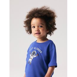 Rundhalsshirt name it "NMMKASIL SS NREG TOP PB", M&auml;dchen, Gr. 116, deep ultramarine, Jersey, Obermaterial: 100% Baumwolle, bedruckt, regular fit normal, Rundhals, Shirts Rundhalsshirt, Baumwolle, regular fit